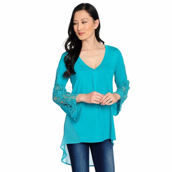 Kate & Mallory | Tops | 3 For 3 Crochet Detail Sleeves Top Nwot | Poshmark